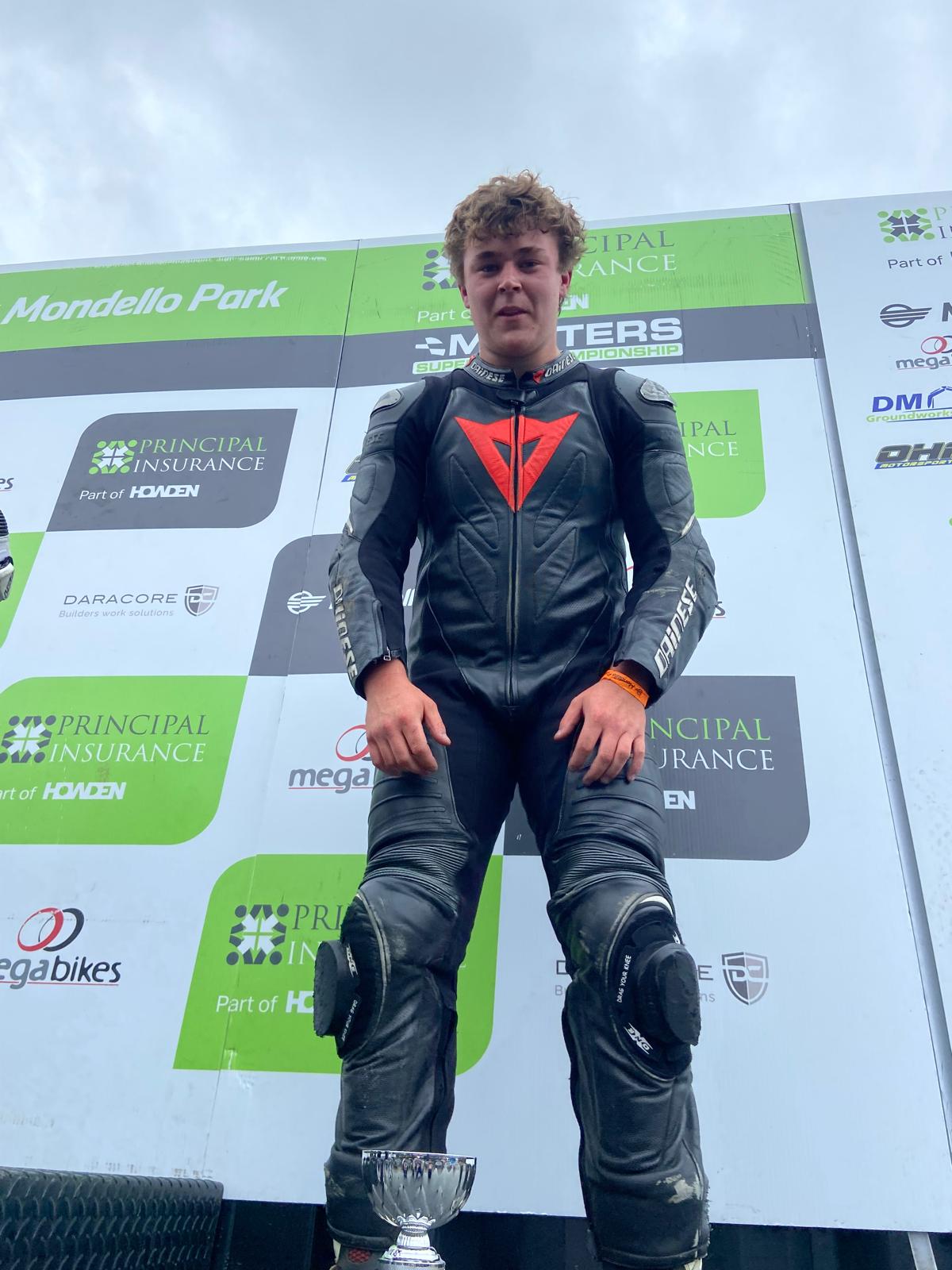 Ballyduff’s Alex O’Grady on the podium at Mondello Park last season ...